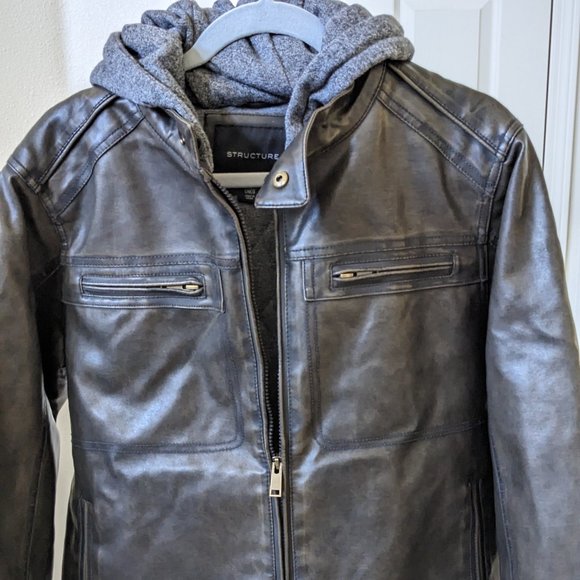 Structure | Jackets & Coats | Nwt Hooded Faux Leather Lined Jacket Men ...